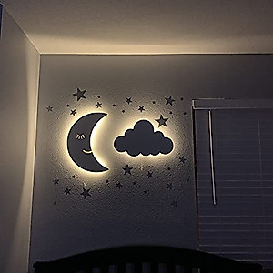 BugyBagy White Cloud Night Light for Nursery - Cloud Shape Battery Operated LED Bedroom Wall Night Light