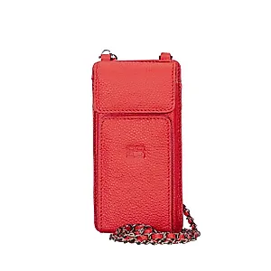 BOULETTA Crossbody Bag Cellphone Purse for Women-Leather Zipper Shoulder Wallet with Phone Pocket and Chain Strap 4 Card Slots Small
