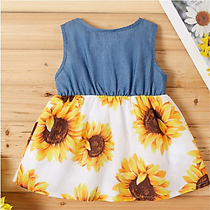 PATPAT Newborn Baby Girl Dress Baby Clothes Sunflower Print Dress Infant Outfit Baby Girl Clothes 3-6 Months