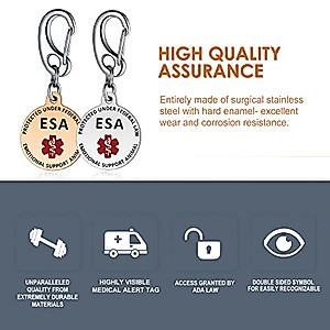 Leash King 1.25" Double-Sided ESA Dog Tag with 1.3" Solid Quick Clip– Easily Attach to Collar, Harness, Vest – Entirely Surgical Stainless Steel – PVD Gold