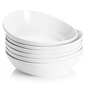 Sweese 135.001 Porcelain Salad Pasta Bowls - 28 Ounce - Set of 6, White