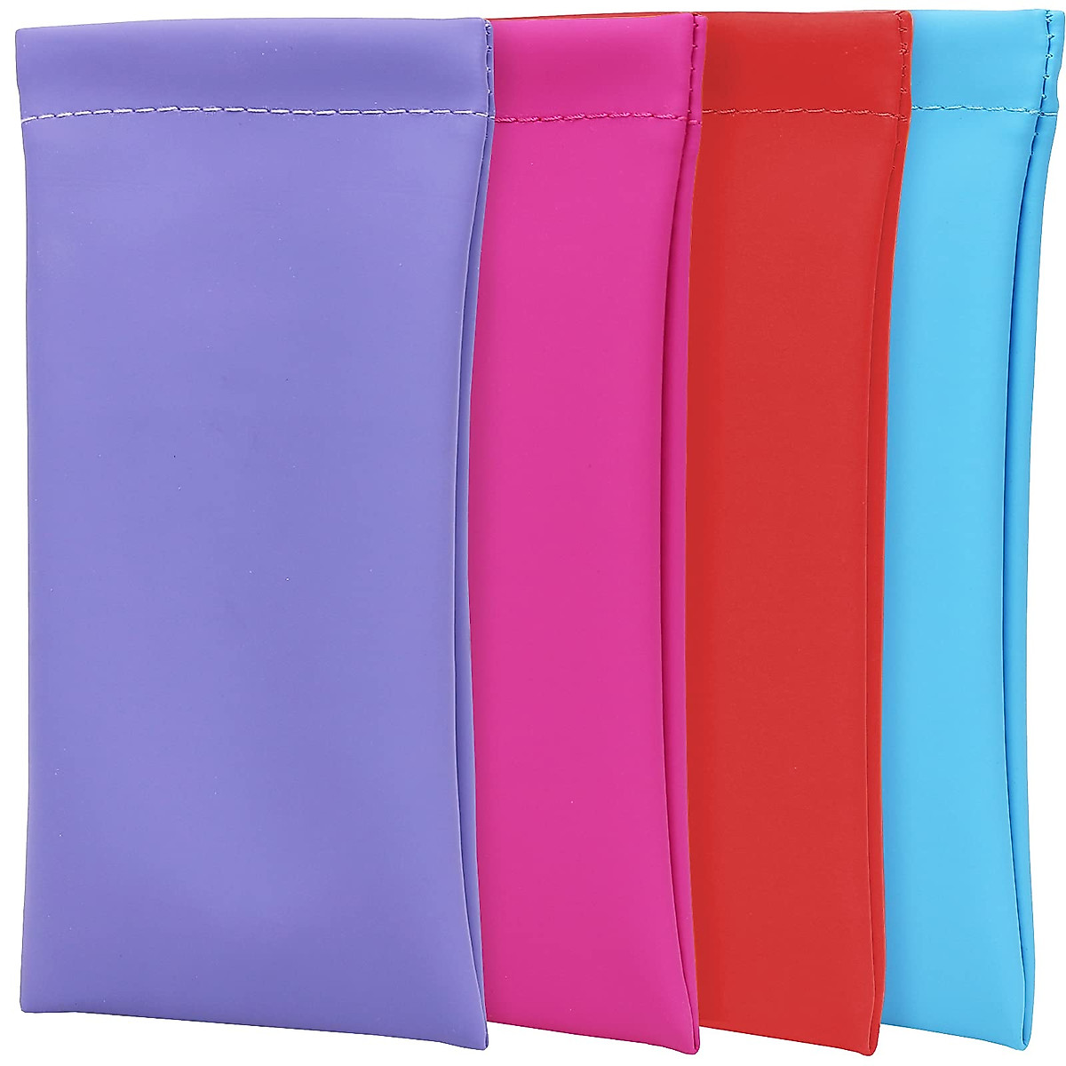 Glasses Case Squeeze Top Sunglasses Sleeve Pouch Leather Case Soft Slip in Eyeglasses Holder (4 Pack)