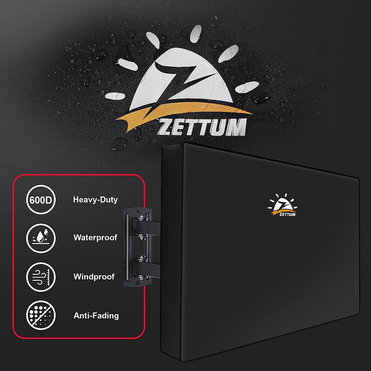 Zettum Outdoor TV Cover - 600D Weatherproof & Waterproof for 28 to 32 Inch TV, Heavy Duty Enclosure Protector (30"L x 6"D x 20"H)