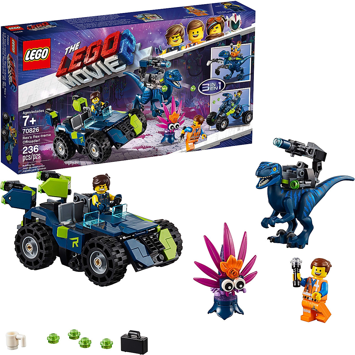 LEGO The Movie 2 Rex’s Rex-treme Offroader! 70826 Dinosaur Car Toy Set for Boys and Girls, Action Building Kit (230 Pieces)