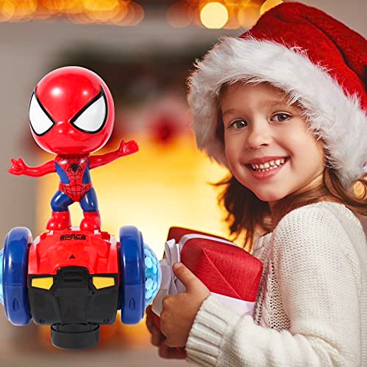 TOYLEMSAN Dancing Spider Robot Toys Interactive Musical Super Héró Car Toy Flashing Lights Intelligent Interactive Educational Robot for Chirldent Day Birthday Gift Boys Girls Age 2 3 4 5 6 7 8 (Red)