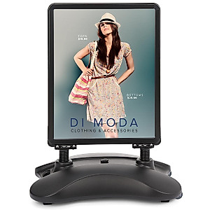 Displays2go Outdoor Sidewalk Snap Open Sign Frame, Wheeled Base, 22x28-Inches, Double-Sided, Black (PS1528BLK)