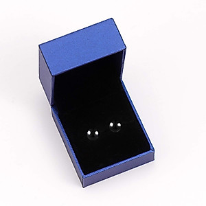 Black Stud Earrings 925 Sterling Silver Dot Studs 3mm-8mm Options, Flat Round Disc Earring Hypoallergenic Jewelry (8mm)