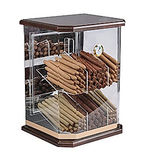 Prestige Import Group - The Franklin Wood & Acrylic Cigar Humidor Table Top Display - Up to 150