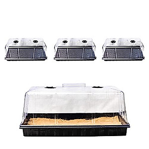 Seed Starter Trays and Humidity Domes - 3 Pack 1020 Trays Cloning Germination and Propagation - Plastic Plant Trays Propagation Domes - Microgreens Growing Trays Seedling Starter Trays No Holes