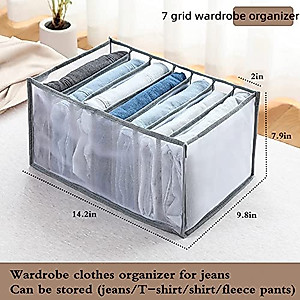 Wardrobe Clothes Organizer,Drawer Organizers for Clothing,Large Size,2Pack,7Grids,Grey