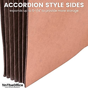 1InTheOffice Expanding File Wallet with Flap and Cord Closure, 5-1/4" Expansion, Letter Size, Redrope, 2 Pack
