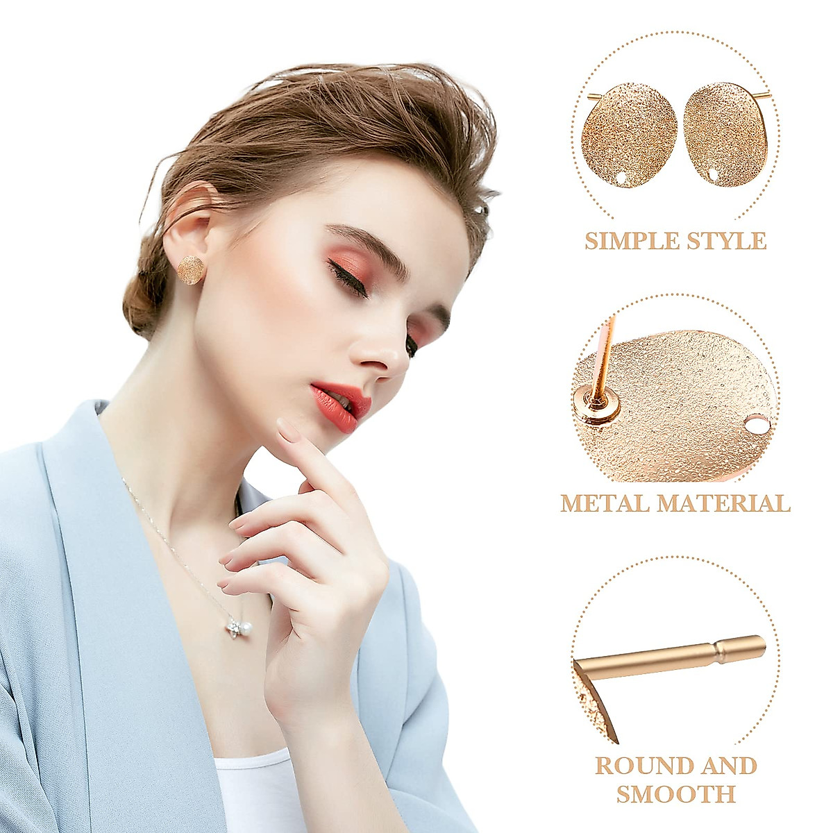 20PCS Alloy Earrings Post Blank Base with Loop Ear Pins earring studs for DIY Jewelry Making (Golden)