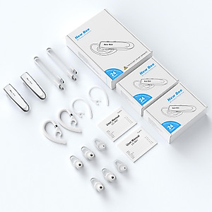 New bee [2 Pack] Bluetooth Earpiece V5.0 Wireless Handsfree Headset 24 Hrs Driving Headset 60 Days Standby Time with Bluetooth Headset for iPhone Android Laptop Truck Driver(White)