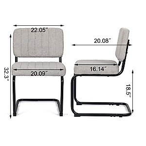 Adeco Velvet Dining Set of 2, Comfy Back & Chrome Metal Base, Modern Upholstered Armless Chairs Seat for Bedroom Living Room Side Table, Grey