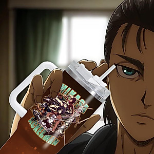 TEEDUU Tumbler 40 Oz Insulated Tumbler With Handle Stainless Steel Double Wall Vacuum AOT Anime Tumblers Hot Cold Tea Coffee Travel Cup Thermos Mug Gift for men women