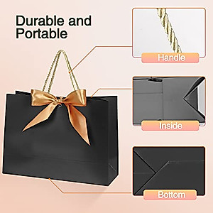 Colorlife Gift Bags 6 Pack Small Favor Bags with Handles and Bow Ribbon 11 x 3.9 x 7.8 inch Waterproof Colorful Paper Gift Bags for Baby Shower, Birthday, Wedding, Party, Festival, Holiday, 6 Colors