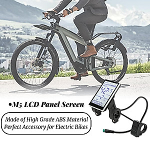Ebike LCD Display, 24V 36V 48V 60V Universal, 5 Pin M5 Panel Meter Screen for 31.8mm/1.25in, 22.2mm/0.87in Handlebar for Electric Bikes