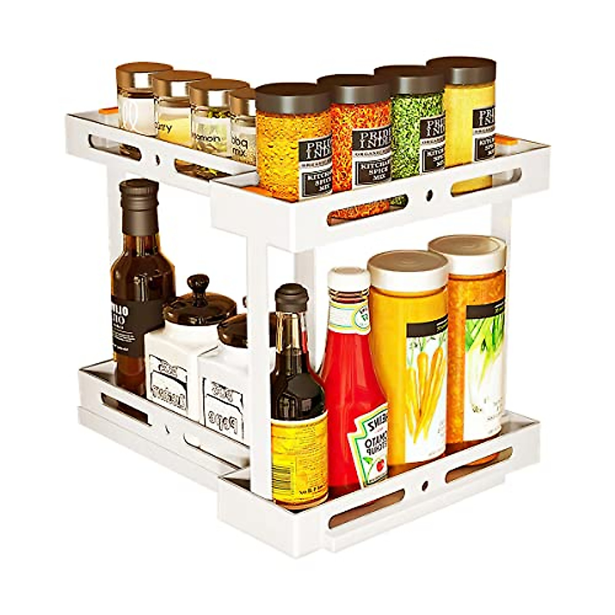 MDHAND Rotating Spice Rack Organizer, Multi-function Spice Rack Organizer For Cabinet, Kitchen Double Layer Rotating Spice Rack Organizer Cabinet/Pantry Wall/Countertop