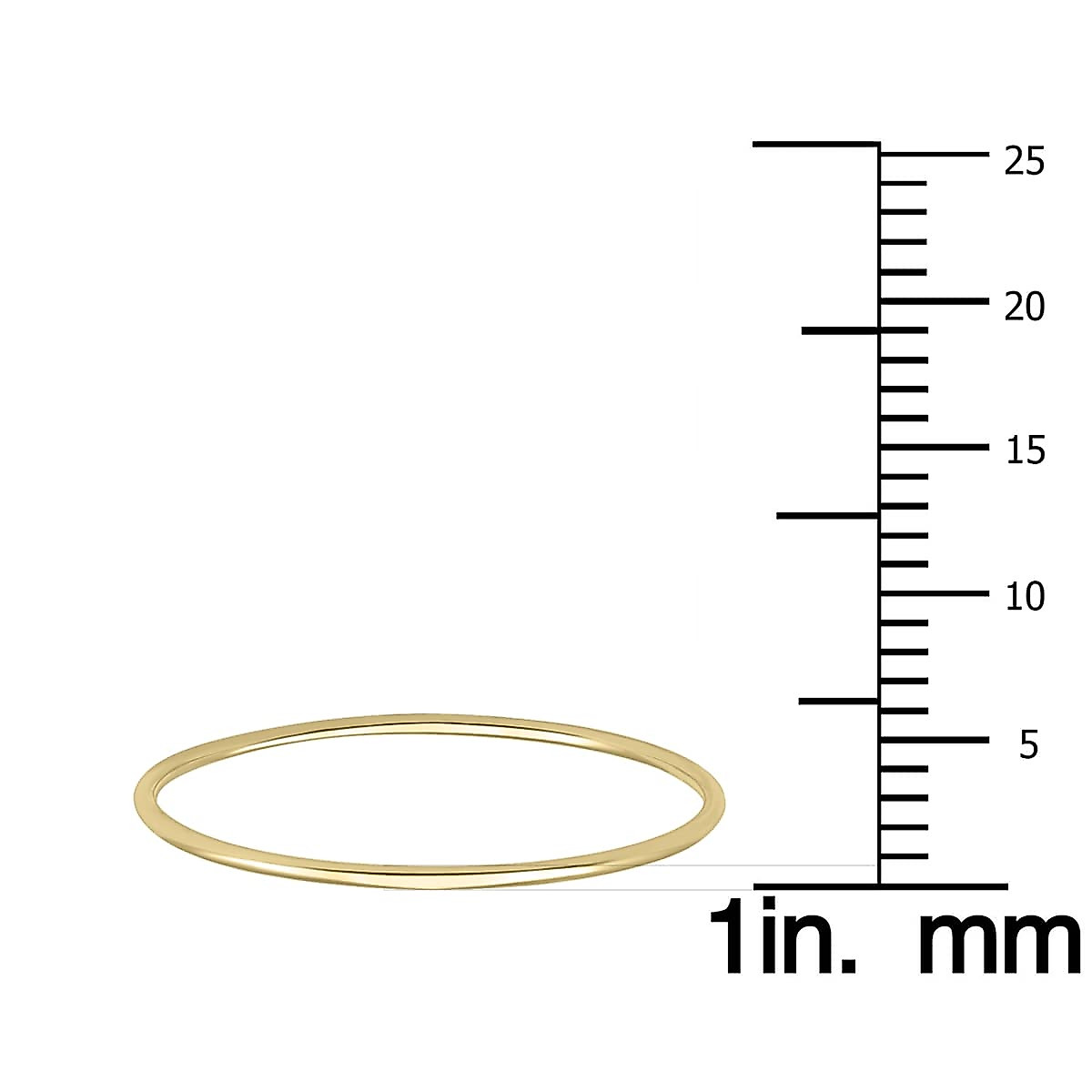 Skinny Thin Domed Stackable 14K Yellow Gold Band (.75 mm)