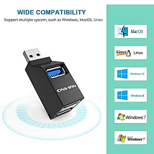 ONVIAN 3 Port USB Hub High-Speed Splitter Plug and Play Bus Powered, Black