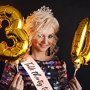 Vovii 30th Birthday Sash and Tiara, 30th Birthday Gifts for her, 30th Birthday Decorations for Women, Princess Crown Hair Accessories for Women Happy Birthday Party Favors