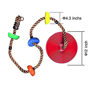 (Set of 2) Climbing Rope Tree Swing and Climbing Rope Ladder, with Platforms and Disc Swings Seat - Playground Swing-Set Accessories Outdoor for Kids`