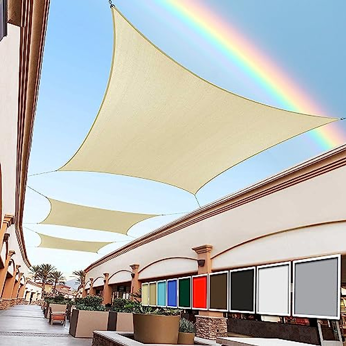 Royal Shade 12' x 18' Cream Rectangle Sun Shade Sail Canopy Outdoor Patio Fabric Screen Awning RTAPR1218 - UPF50+ 95% UV Blockage, Heavy Duty, Water & Air Permeable (We Make Custom Size)