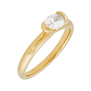 Welry Oval-Cut Cubic Zirconia Ring for Women, 14K Gold-Plated .925 Sterling Silver, Jewelry Gift Idea, Size 9