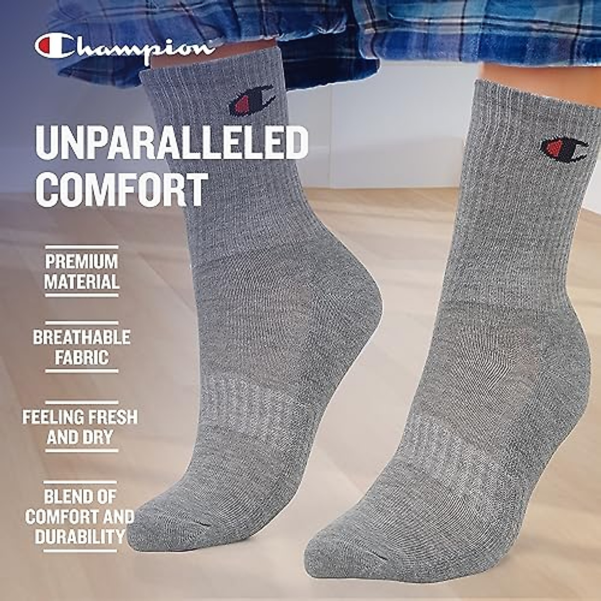 Champion Boys Socks and Girls Socks 12 Pair Crew Low Cut No Show Ankle Quarter Socks for Girls