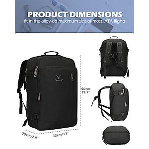 Hynes Eagle Carry on Backpack 38L Large Travel Backpack for Women Flight Approved Weekender Bag Laptop Backpack Men 15 inches Black with 3PCS Packing Cubes Set Grey