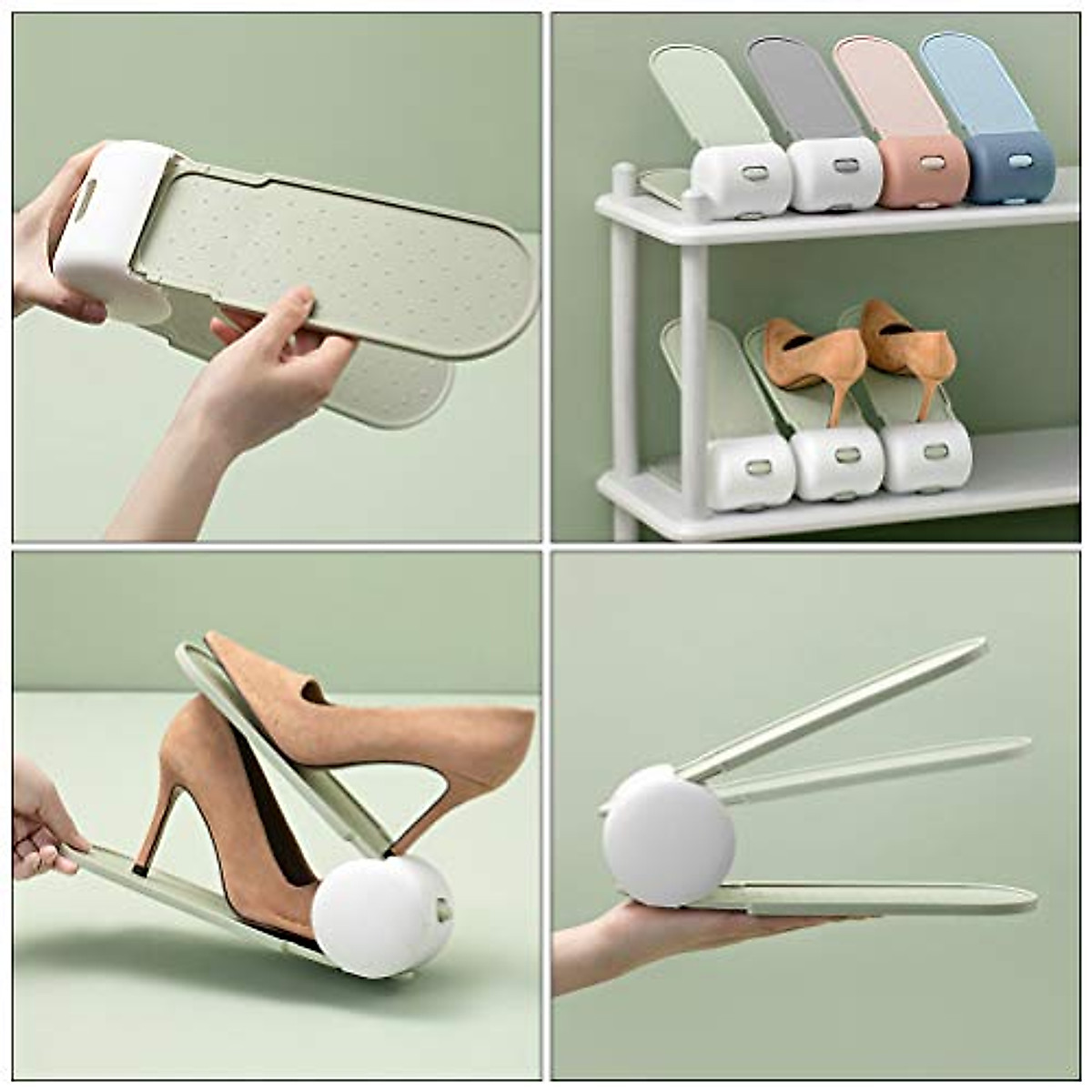 WINOMO Shoes Stand 2Pcs Shoe Slots Organizer Shoe Stacker Space Saver Double Deck Shoe Rack Holder for Sneakers Low Heels High Heels Sandals Closet Organization Shoes