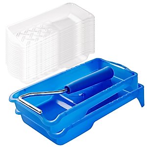 Mister Rui Paint Tray, 23 Pack 2 Inch Paint Tray with Liners, Disposable Paint Roller Trays with Roller Frame, Plastic Paint Tray Liners, Small Paint Trays for Painting