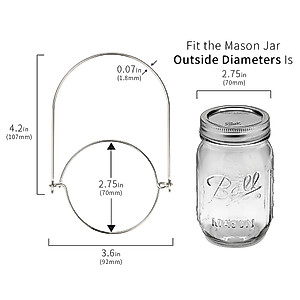 musscccm 12 Pack Stainless Steel Wire Handles (Handle-Ease) for Mason Jar, Ball Pint Jar, Canning Jars, Mason Jar Hangers and Hooks for Regular Mouth, Set of 12, Silver