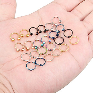 Kridzisw 20G Septum Nose Rings Hoops Piercing Jewelry for Women Surgical Stainless Steel Lip Eyebrow Nose Hoop Ring Tragus Helix Cartilage Rook Daith Ear Earring Hoop Smiley Piercing Jewelry Men 8mm
