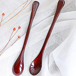 DOITOOL 2pcs Wooden Honey Spoons Long Tea Spoons Natural Wood Honey Stirring Spoon Coffee Cocktail Stirrer Spoons Swizzle Sticks Jam Spoon for Home Kitchen