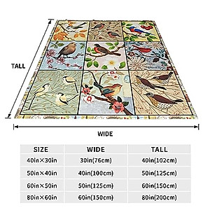 Birds Blanket and Throws Bird in The Tree Throw Blankets Birds Decor Soft Cozy Fleece Plush Warm Flannel Bedding Blanket Gifts for Bird Lovers Girls Boys Kids Adults Couch Travel 40"X50"