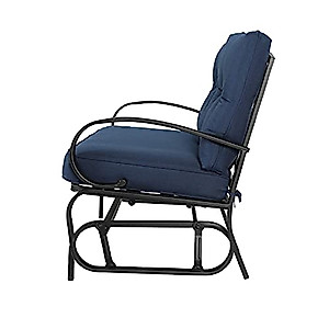 PATIO TREE Outdoor Patio Glider Bench Loveseat Outdoor Cushioned 2 Person Rocking Seating Patio Swing Chair, Navy