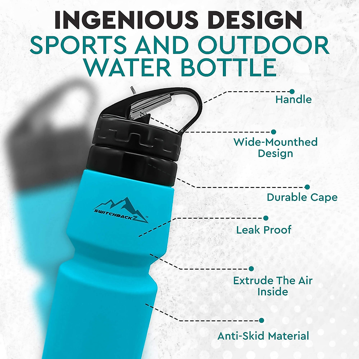 Collapsible Water Bottle (25Oz) - BPA Free Silicone Space Saving Collapse Water Bottle W/ Removable Straw | Temperature Resistant Collapsible Water Bottles For Travel And Rugged Outdoor Activities