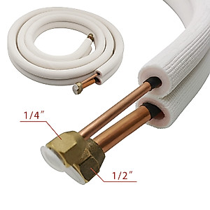 GOZFLVT Mini Split Line Set 1/2" & 1/4" Insulated Copper Aluminum Line Coil Set -16FT Copper Aluminum Pipes for Air Conditioner HVAC Refrigeration and Heating Equipment