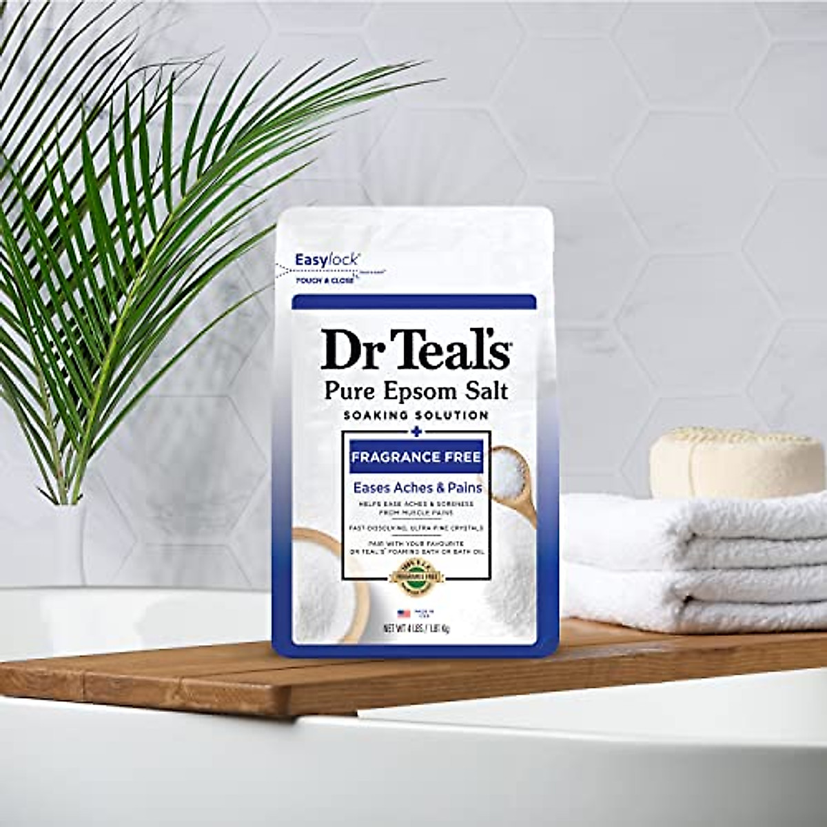 Dr Teal's Pure Epsom Salt Soak, Fragrance Free, 4 lbs
