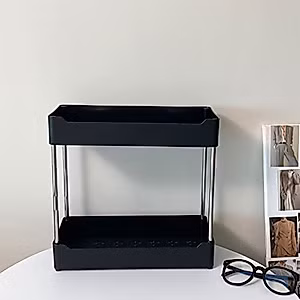 FIZZOQI Two Layers of Black Storage Shelf Display Rack Multifunctional Kitchen Finishing Rack Minimalist Desktop Rack Dormitory Makeup Finishing Rack
