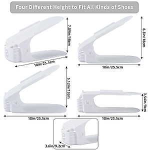 HOMOKUS Shoe Slots Organizer for Closet Organization, 20 Pack Adjustable Shoe Stacker Space Saver,Double Layer Shoe Rack Organizer Holder with 4 Different Height (White)