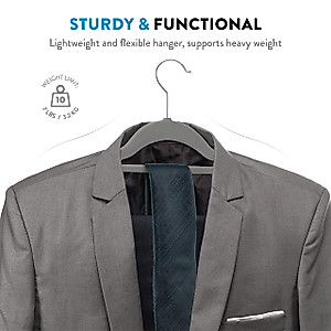 Zober Velvet Hangers 20 Pack - Clothes Hanger W/Tie Bar - Non-Slip, Swivel Hook, Slim Felt Hangers - Suits, Clothes, Pants, Coat Hanger - Gray