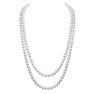 Merdia Elegant Women Lady Long White Sweater Created Pearl Necklace Beaded necklace