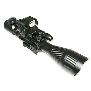 Rifle Scopes Combo 4-12X50eg Riflescopes Tactical Dual Illuminated Optical Holographic Red/Green Reflex Dot Sight Bullet-Shape Laser for Hunting Practitioner