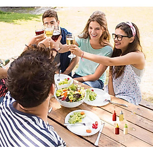 THYULIFE 4 Pack Mini Ketchup Bottles with Funnel, 25ml, BPA Free, Leakproof, Portable, Refillable, Suitable for BBQ, Kitchen, Picnic, Wedding, Luncheon, Salad Dressing, Syrups, Oil, Vinegar