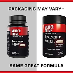 Weider Prime Testosterone Supplement for Men, Healthy , Support to Help Boost Strength and Build Lean Muscle, 120 Capsules