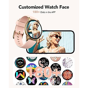 AGPTEK Smart Watch for Women(Answer/Make Calls) - Smartwatch for Android iOS Phones with Heart Rate Sleep Monitor Step Counter, Fitness Tracker Watch with 100+ Sports Modes, Pink