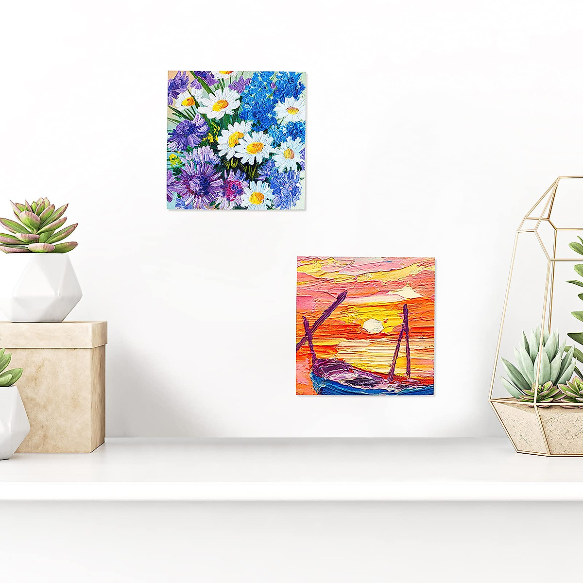 ADXCO 8 Pack Wood Panels 4 x 4 Inch Unfinished Wood Canvas Wooden Panel Boards for Painting, Pouring, Arts Use with Oils, Acrylics