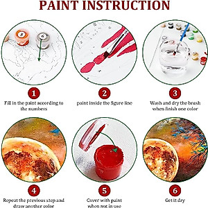 Ginkko Paint by Numbers for Adults Beginner & Kids Ages 8-12 with Wooden Frame Easy Acrylic on Canvas 9x12 inch with Paints and Brushes, Moon(Include Framed)